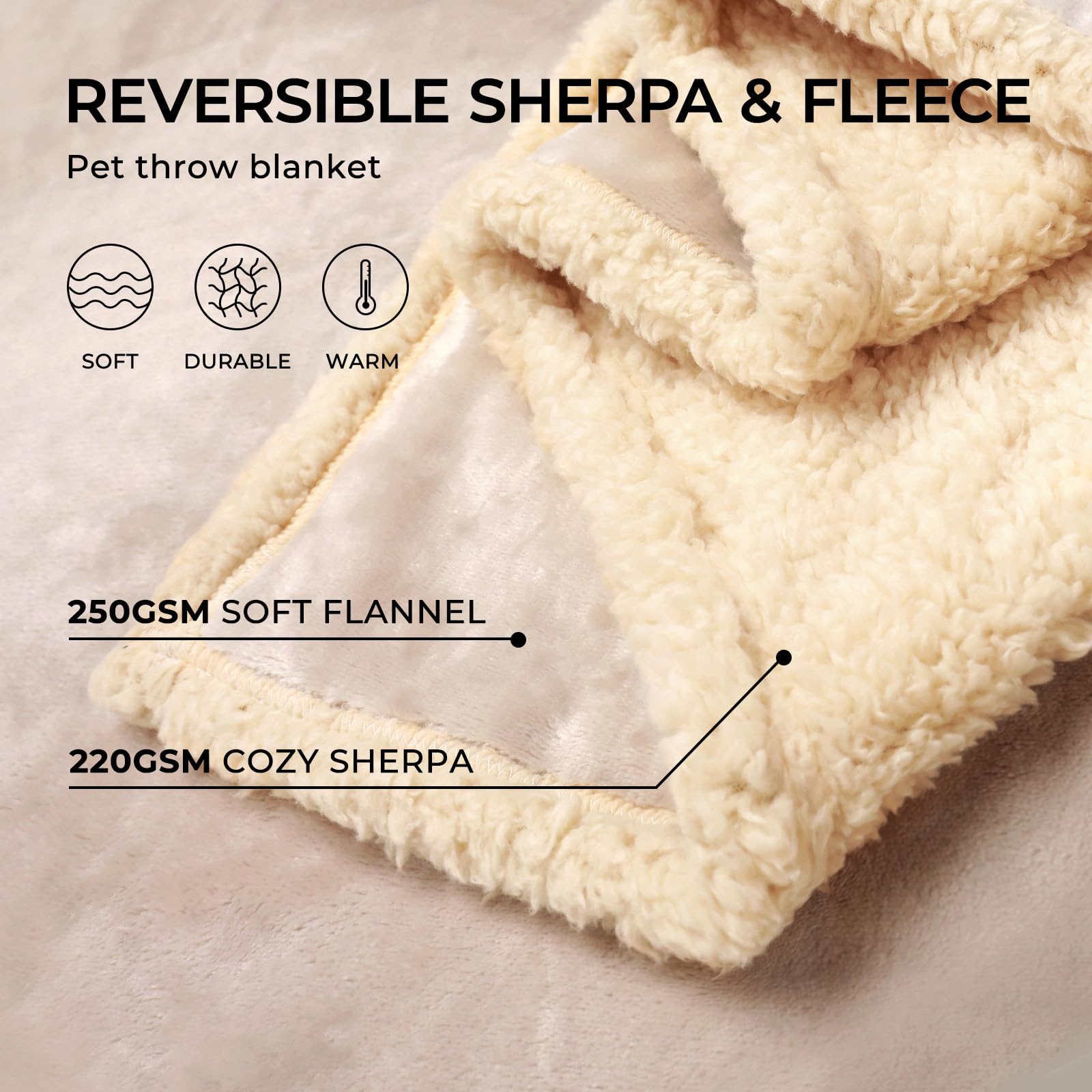 Waterproof Pet Blanket, Liquid Pee Proof Dog Blanket for Sofa Bed Couch, Reversible Sherpa Fleece Furniture Protector Cover for Small Medium Large Dogs Cats, Grey White Large(65" x 57")