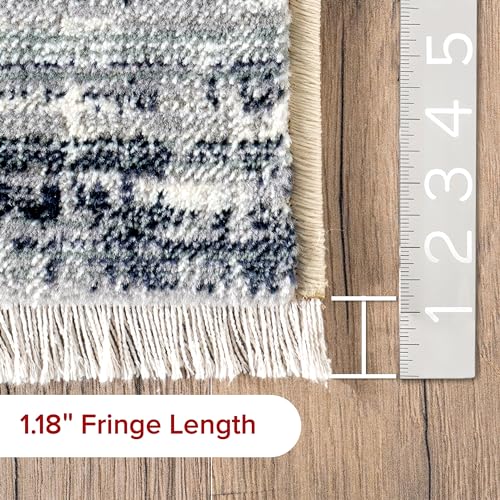 nuLOOM Fringed Performance Indoor Area Rug, Power Loomed, Easy Clean, Durable, Non-Shed, 8' x 10', Vanita Beige