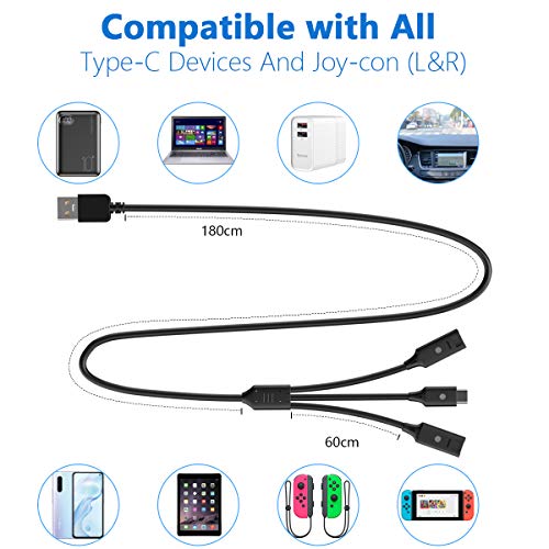 Charging Cable for Nintendo Switch/Switch Lite/Switch OLED, 3 in 1 6FT Nylon Braided USB C Charging Cord, Compatible with Mobile Samsung, Galaxy S9, S9 Plus, S8, HTC 10, LG