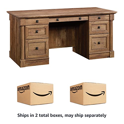 Sauder Palladia Executive Desk, Vintage Oak finish