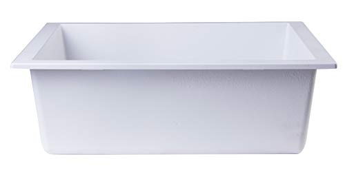 ALFI brand AB2420UM-W Undercount Single Bowl Granite Composite Kitchen Sink, 24", White