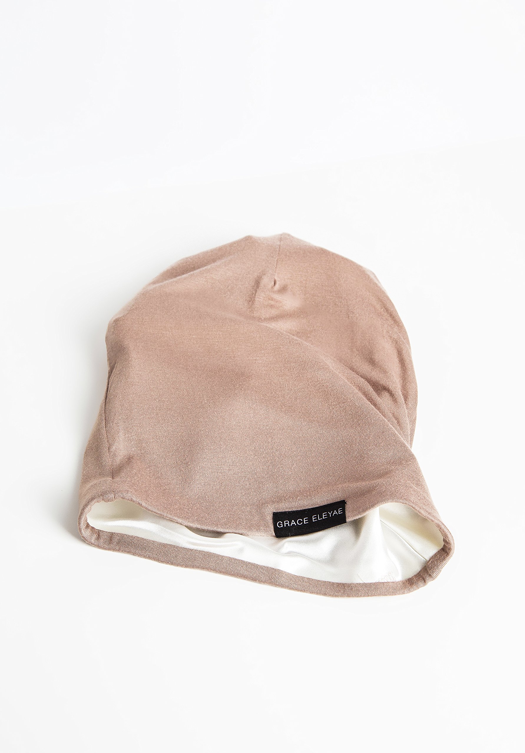 Grace Eleyae Women's Sleep Cap Slap Silky Sleeping Stylish Beanie Hat Premium Quality Head Cover for Curly Hair Soft & Smooth (Walnut)