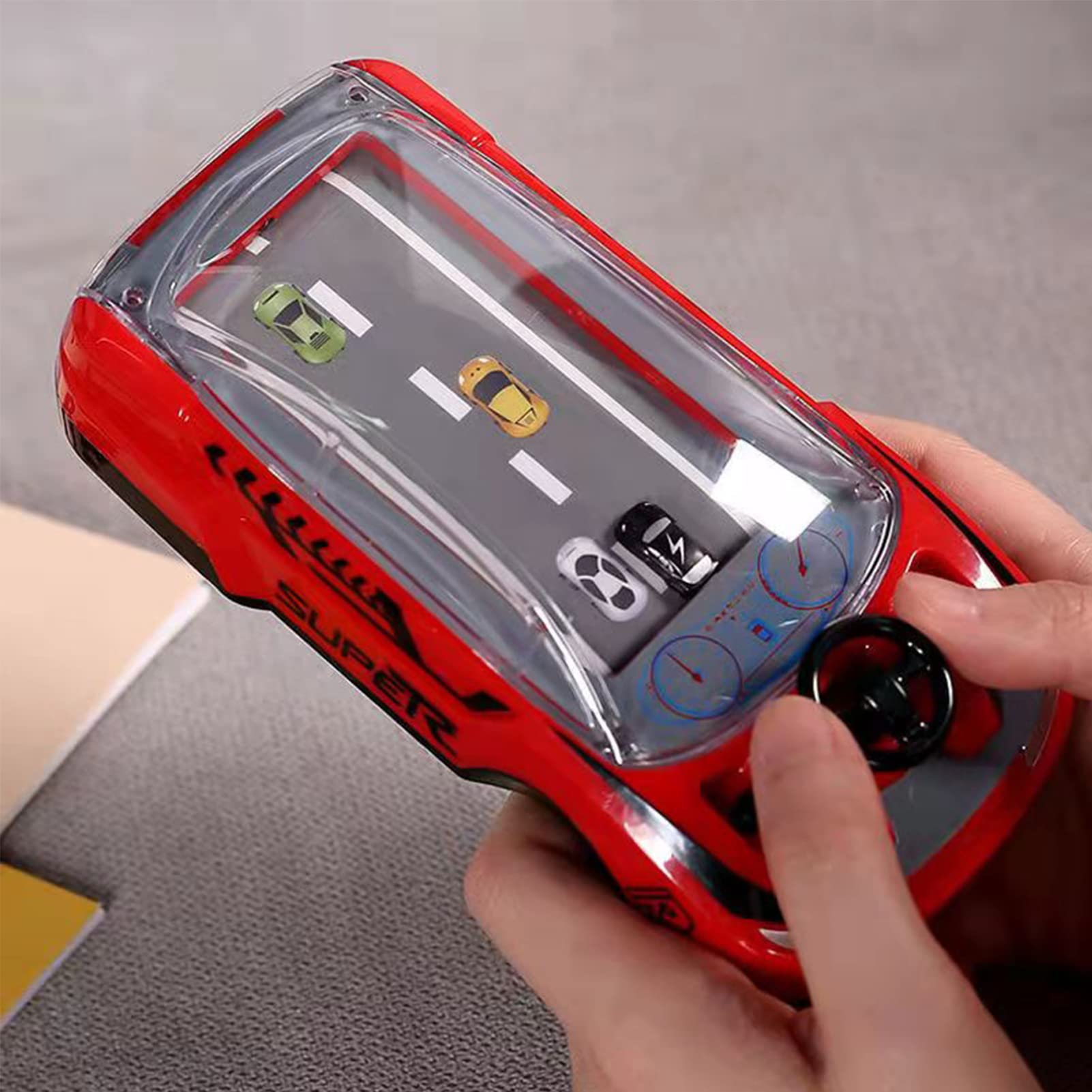CYFG Hand-Held Portable Car Adventure Game Machine Speed, Children's Toy Manual Puzzle Simulation Racing Machine Steering Wheel (Black,1Pcs)
