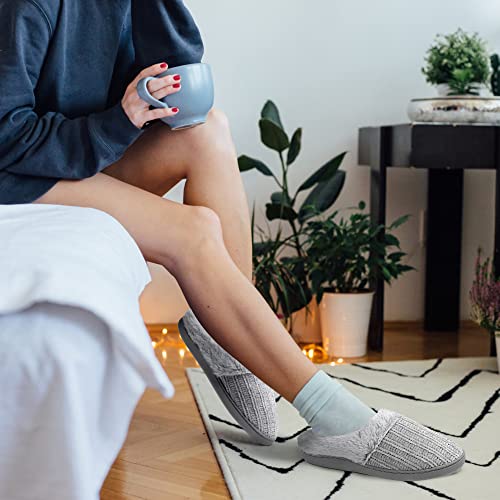 Amazon Essentials Women's Warm Cushioned Slippers for Indoor/Outdoor Grey, Size 6
