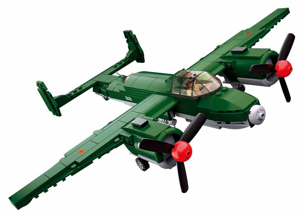 DAHONPA TU-2 Fighter Military Army Airplane Building Bricks Set with 1 Figure, 311 Pieces Air-Force Build Blocks Toy, Gift for Kid and Adult.