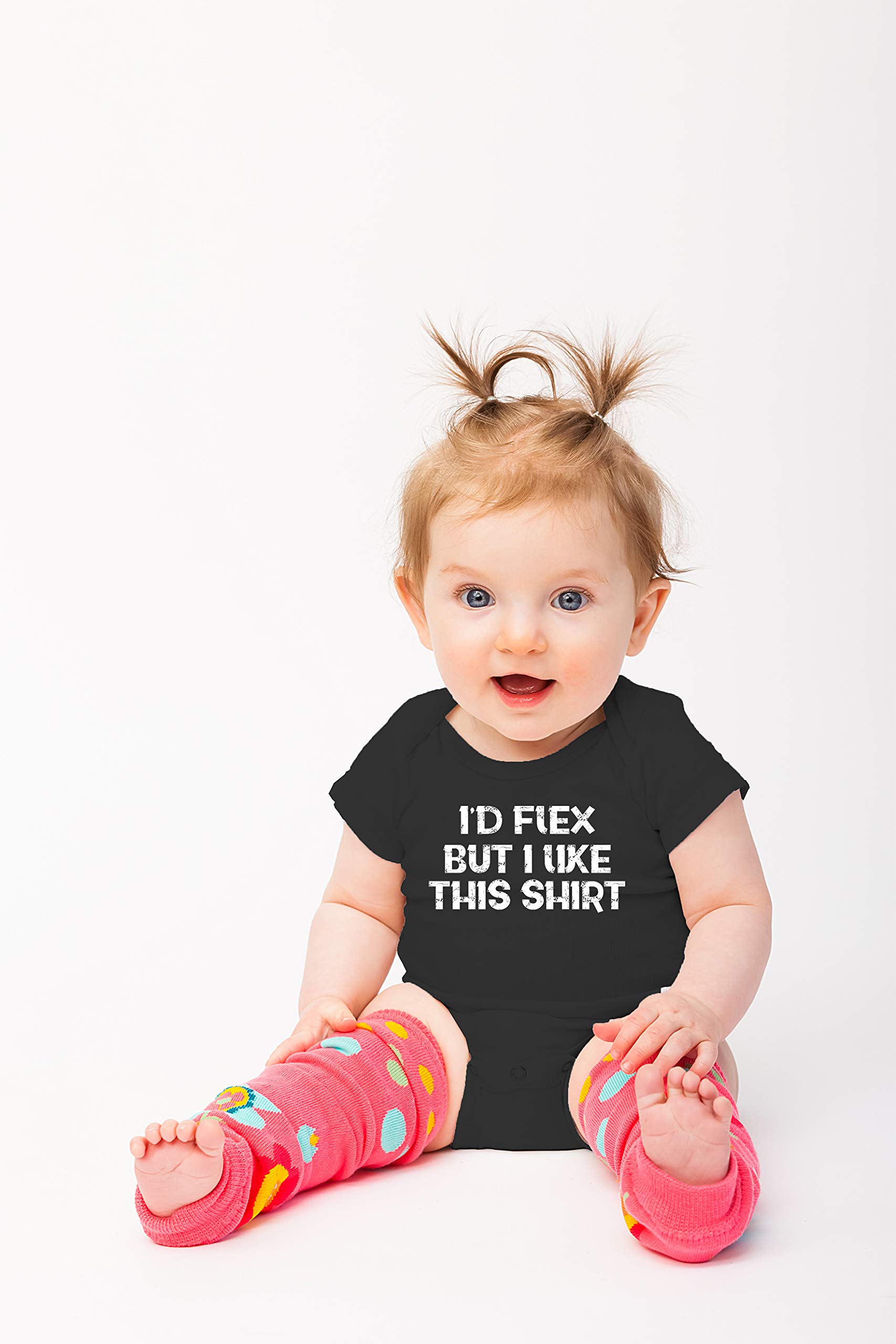 I'd Flex But I like This Shirt - Funny Baby Essentials Bodysuit - Newborn Baby Boy Clothes (Newborn, Black)