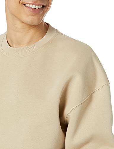 Amazon Essentials Men's Oversized-Fit Crewneck Sweatshirt (Available in Big & Tall), Tan, Large
