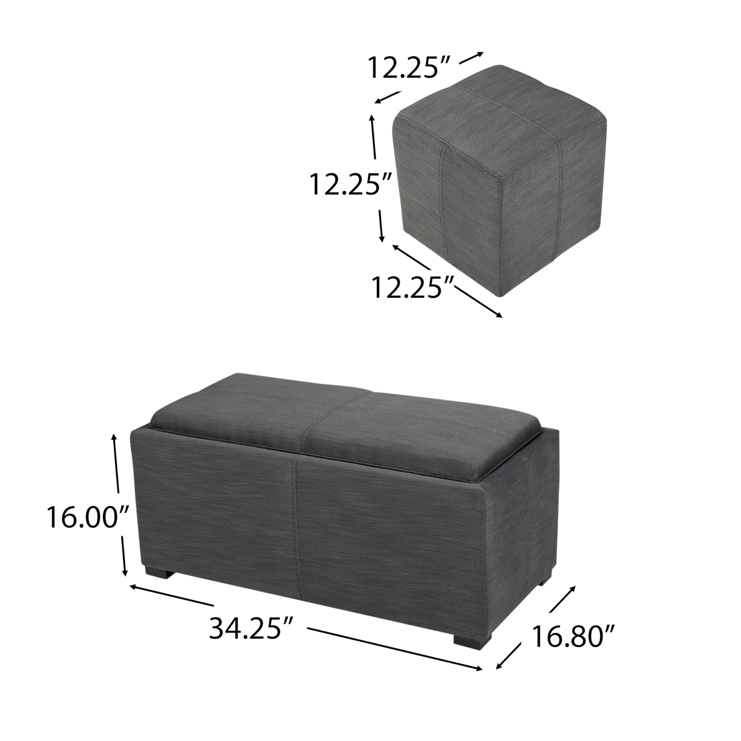 Christopher Knight Home Drake Fabric Ottoman, Gray