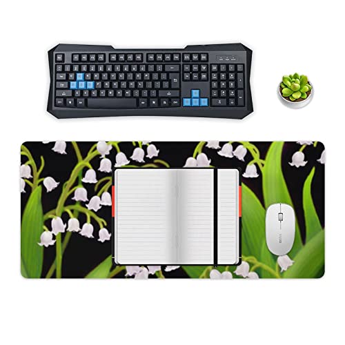 Desk Mat Large Mouse Pads, Lily of The Flowers Desk Pad with Stitched Edges Writing Mat for Computer Laptop, Office Desktop & Gamer Keyboard 16 x 36inch