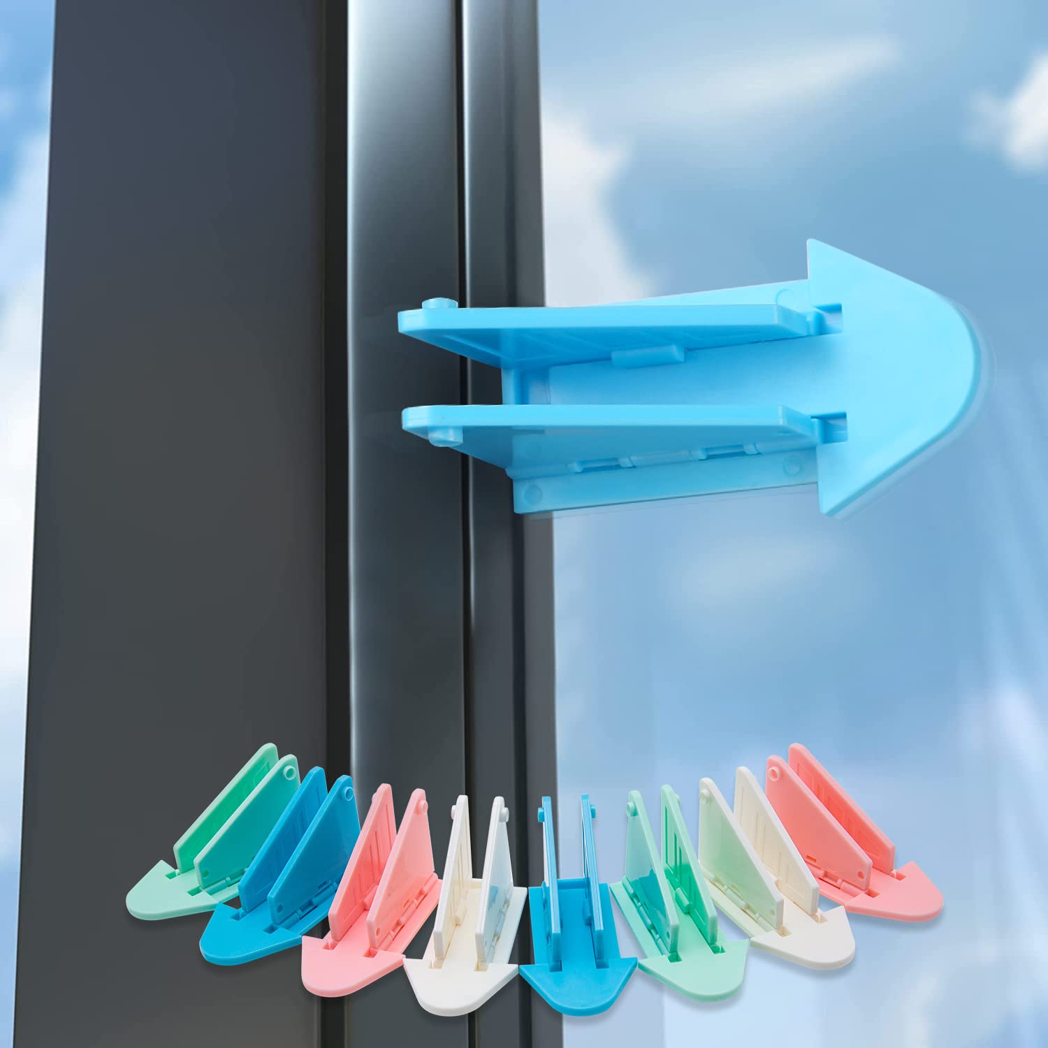 8 Packs Window Locks Security,Sliding Door Child Lock, Window Stoppers for Vertical & Horizontal Sliding Windows, Window Locks Child Proof Patio Closet Doors No Drilling Tools Needed