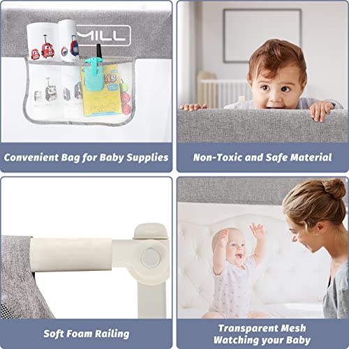 FAMILL Upgrade Bed Guard Rail for Full Size Queen King Twin Bed for Toddlers and Baby (Grey,1 Piece, 78.7")