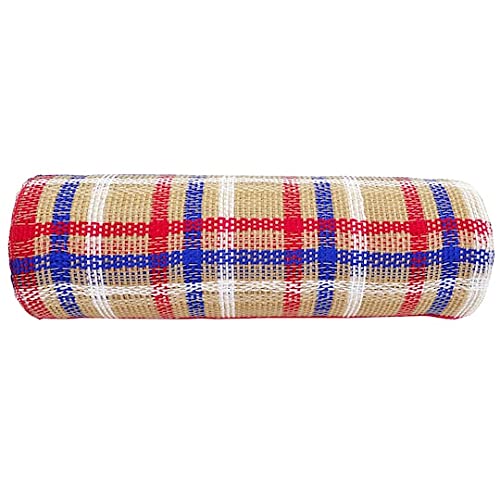 9.5" Natural Check Mesh by Celebrate It Red, White & Blue