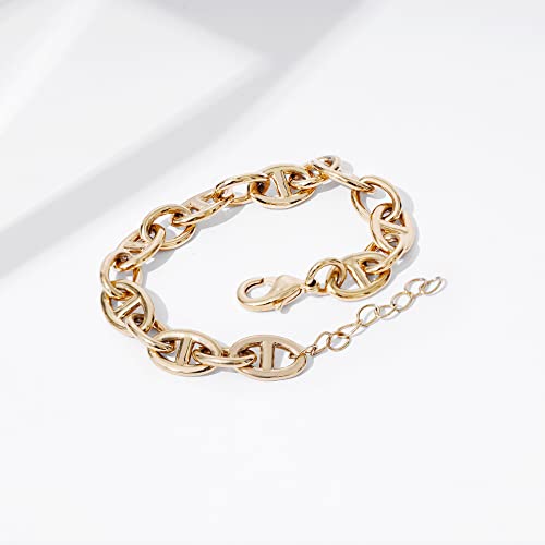 Amazon Essentials 14K Gold Plated Mariner Link Bracelet, Yellow Gold