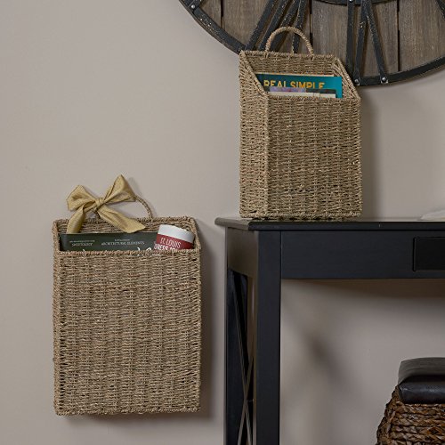 Household Essentials ML-5613 Seagrass Wall Basket Set, Brown, 2 Piece