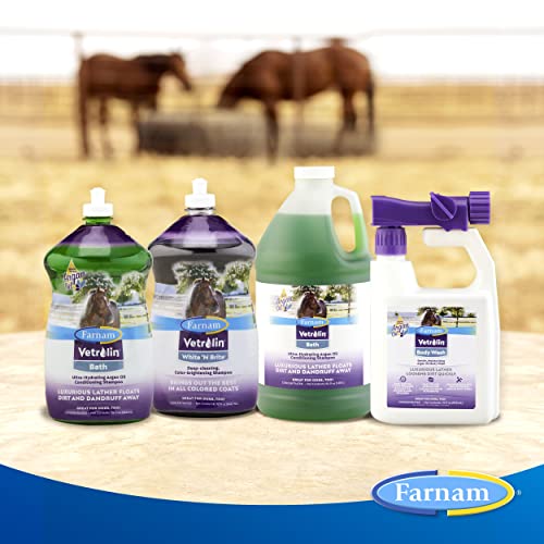 Farnam Vetrolin White ’N Brite Shampoo, Deep Cleaning and Color Brightening Shampoo for Horses and Dogs. 32 ounces