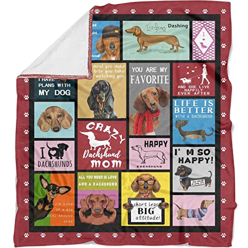 Dachshund Dog Throw Blanket Fleece Blanket Soft Warm Cozy for Sofa Couch Bed 50in*60in