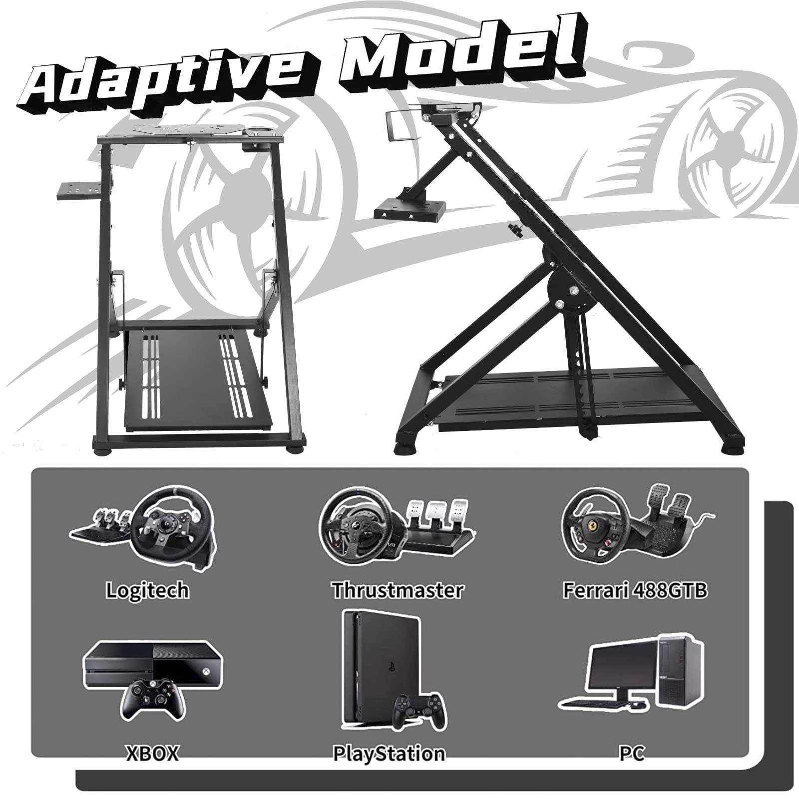 Dardoo X Frame Foldable Racing Steering Wheel Stand Fit for Logitech G27 G25 G29 G920 T300RS Tilt Adjustable Racing Simulator Without Steer Wheel, Shifter and Pedals