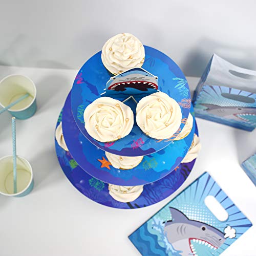 Cardboard Ocean Shark Cake Stands 3 Tire Cupcake Stands Mini Cake Stand Reusable Kid Birthday Baby Shower Party Supplies Dessert Standā¦