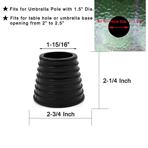 DGQ Patio Umbrella Cone Umbrella Wedge Plug for Patio Table Hole Opening 2-2.5 Inch (Black)