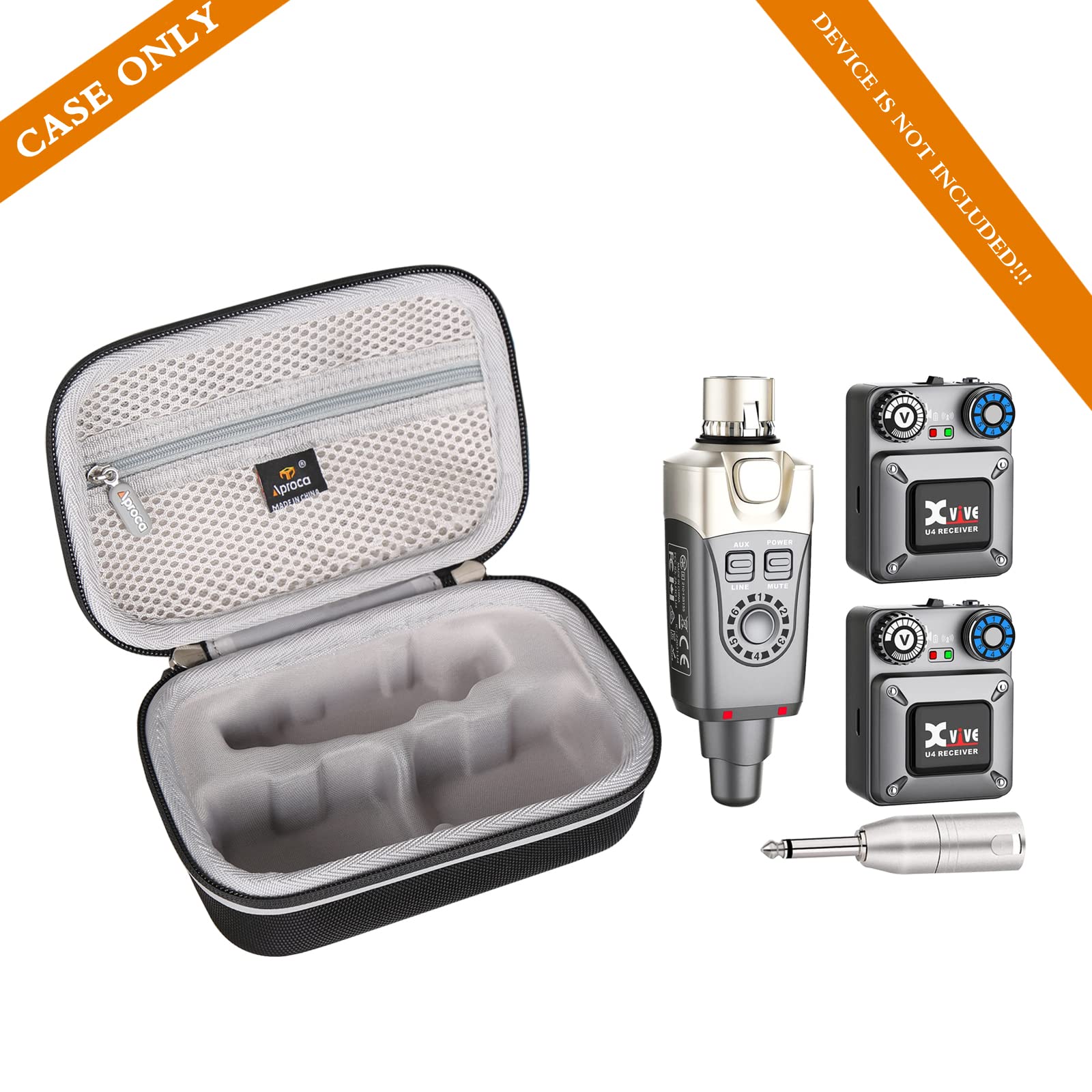 Aproca Hard Travel Storage Case, for Xvive U4R2 Wireless in-Ear Monitor System Transmitter and 2 Receiver