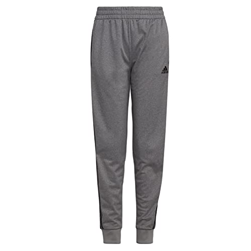 adidas Boys' Iconic Tricot Jogger Pants with Drawcord, Charcoal Grey Heather, 6