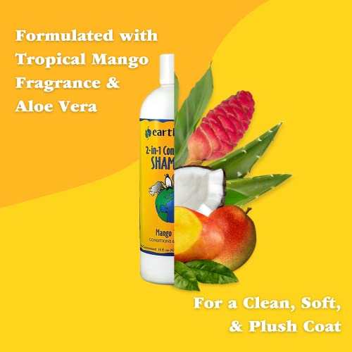 Earthbath 2-in-1 Conditioning Shampoo for Pets – Dog Shampoo and Conditioner, Conditions & Detangles, Made in USA – Mango Tango, 16 oz