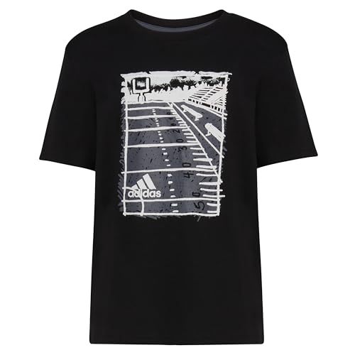 adidas Boys' Short Sleeve Sports Tee T-Shirt, Black, Large