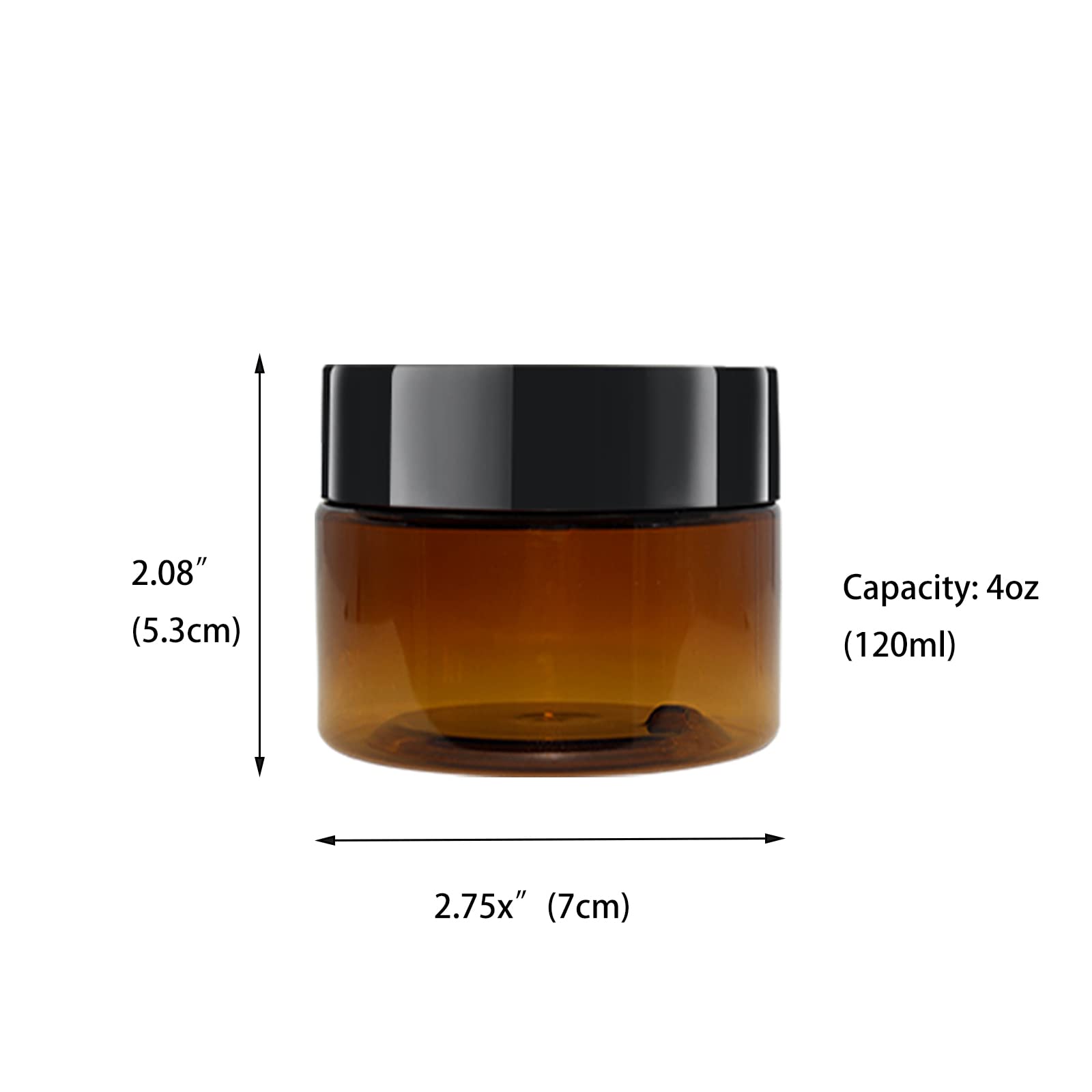 zmybcpack 20 Pack 4 OZ(120ml) Amber Plastic Jars with Black Lids, 10 Spatulas, A Pen, Labels - PET Storage Container for Cosmetic, Cream, Gel, Lotion-Travel Jar Plastic Slime Jars