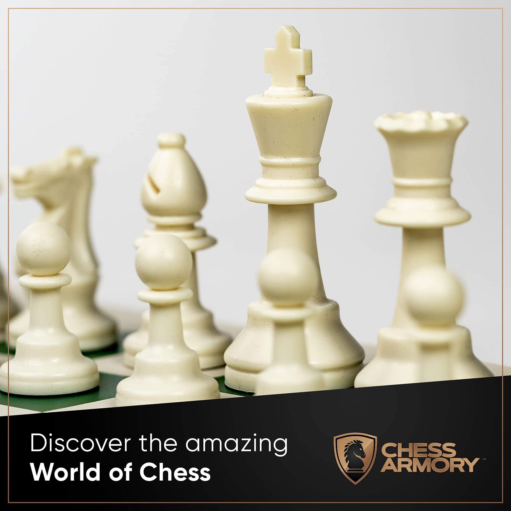 Chess Armory Roll Up Chess Set - 17" On-The-go Travel Chess Set - Vinyl Roll Up Portable Chess Board & 2 Extra Queens - Light and Mobile Chess Set - Play Chess Anywhere, Anytime!