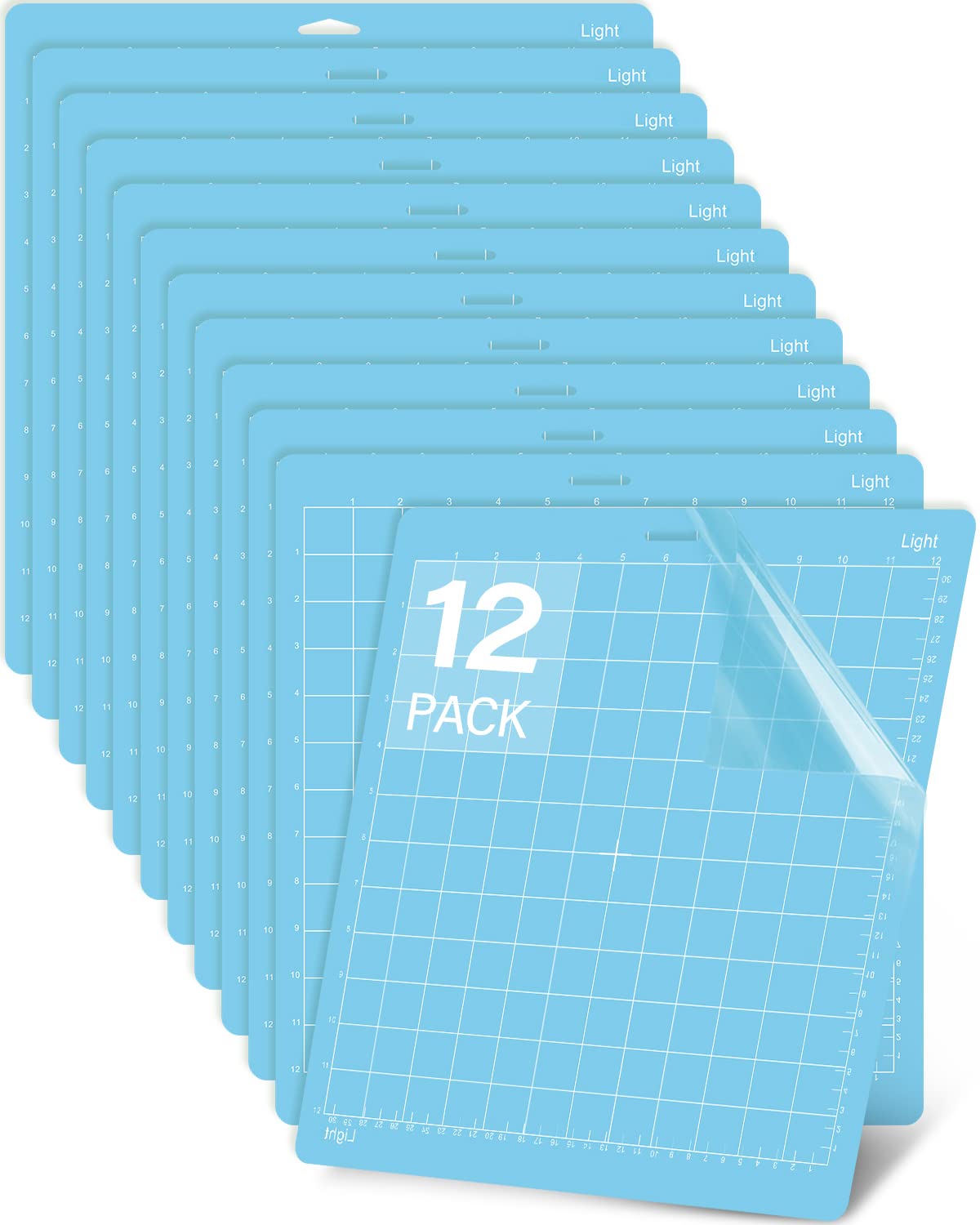 Gwybkq Cutting Mat for Cricut Maker 3/Maker/Explore 3/Air 2/Air/One 12 Pack 12x12 Adhesive Sticky Light Cut Mats Replacement Accessories Quilting Scrapbooking & Stamping Supplies Blue