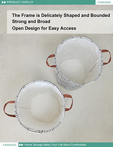 FANKANG 2 Packs Round Storage Basket Bins Collapsible Fabric Shelf Organizer for Storing Makeup, Baby Toys,Books, Office Supplies, etc（2-White Magic Cube）