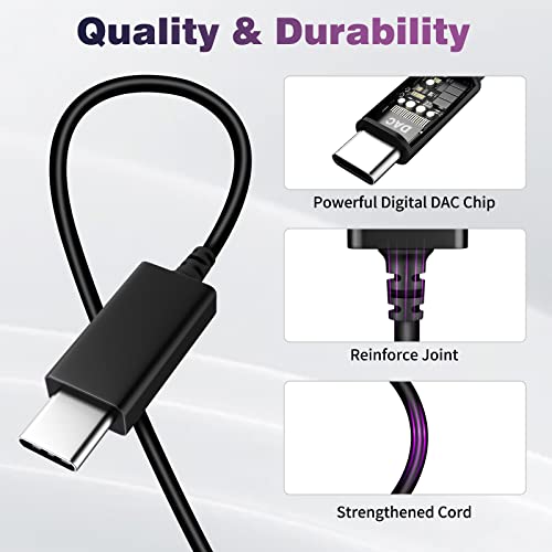 COOYA USB C Headphone, USB Type C Earphones Black+Purple 2 Pair of Wired Earbuds for Pixel 7 6a 6 Pro Magnetic Noise Canceling in-Ear Headset with Mic for iPad Pro Samsung Galaxy S22 Ultra S21 S20 FE
