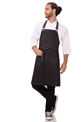 Chef Works Unisex Boulder Bib Apron, Purple Black, One Size