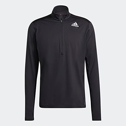 adidas Men's Own The Run Half-Zip Long Sleeve Tee, Black, X-Large