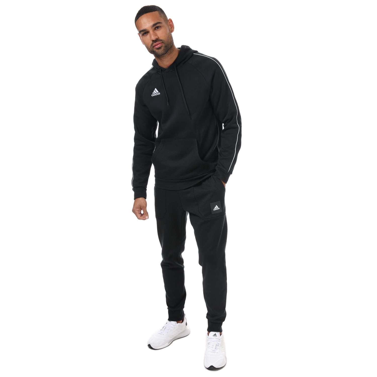 adidas Core 18 Hoodie - Adult - Black/White - XX-Large