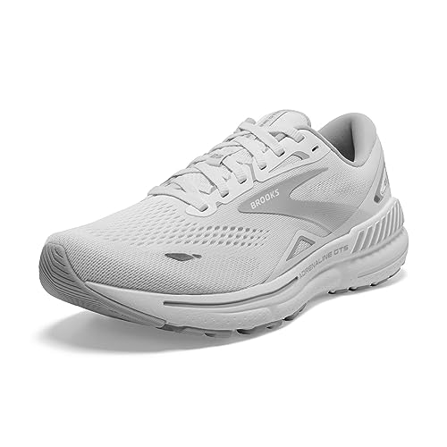 Brooks Womenâs Adrenaline GTS 23 Supportive Running Shoe - White/Oyster/Silver - 8.5 Medium