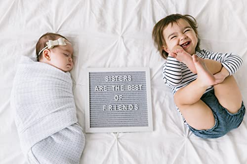Pearhead Classic Wooden Letterboard, Gender-Neutral Baby Keepsake Nursery Décor, Photo Prop Message Board, Gray and White