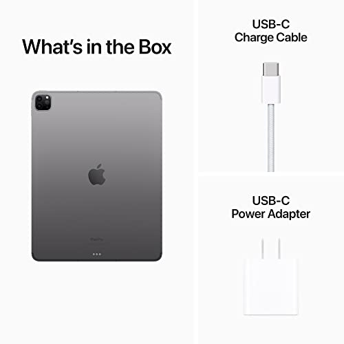 Apple iPad Pro 12.9-inch (6th Generation): with M2 chip, Liquid Retina XDR Display, 128GB, Wi-Fi 6E + 5G Cellular, 12MP front/12MP and 10MP Back Cameras, Face ID, All-Day Battery Life – Space Gray