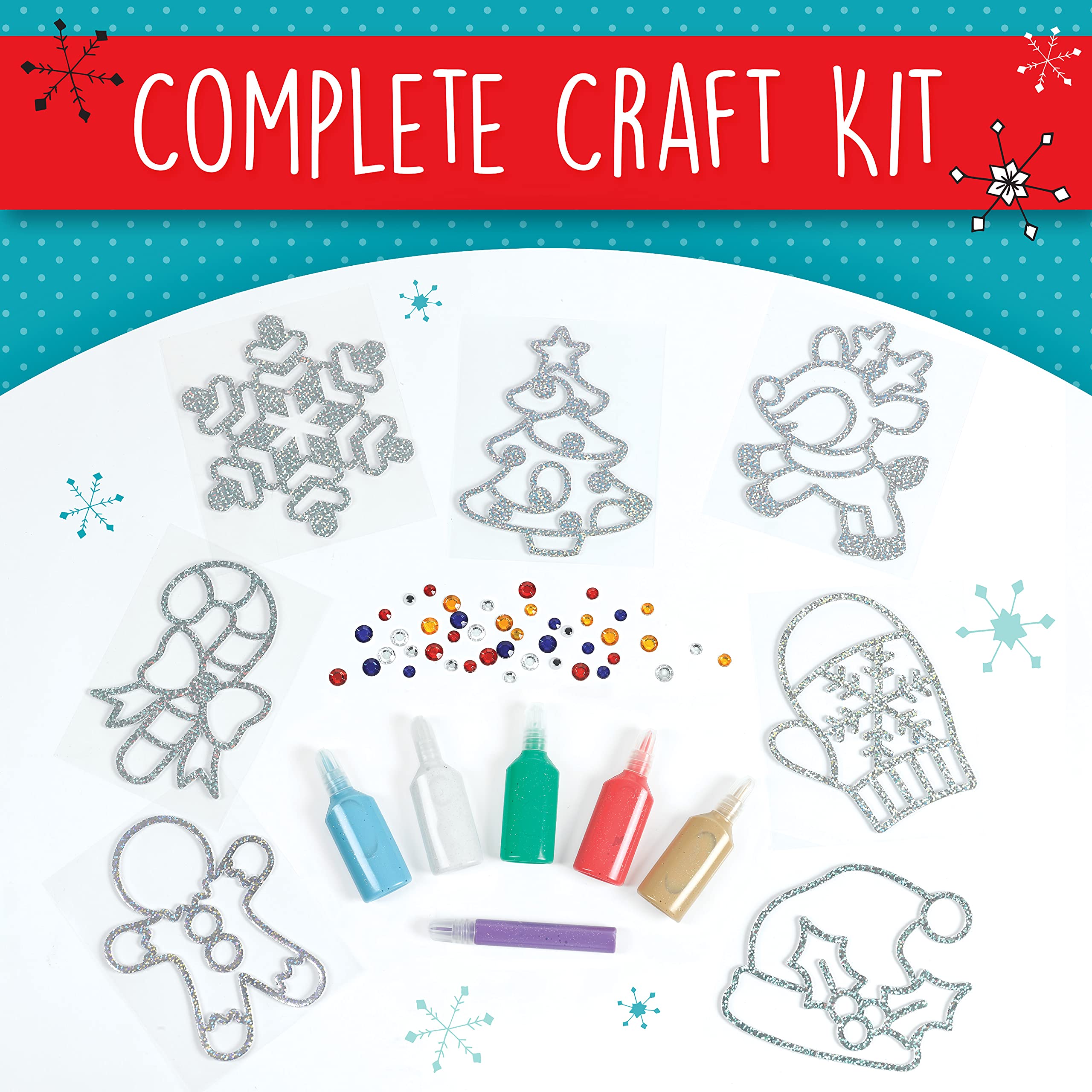 Creativity for Kids Holiday Easy Sparkle Window Art Craft Kit: Create 7 Window Art Designs, Holiday Crafts, Christmas Crafts for Kids Ages 6-8+, Christmas Activities for Kids