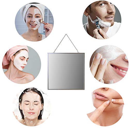 Liootech Fogless Shaving Shower Mirror, Fog Free Mirror Narrow Bezel Ultra-ThinĀ 6.7 inch Metal Frame with 2 Stainless Steel Chains 17.3 & 10.6 inch