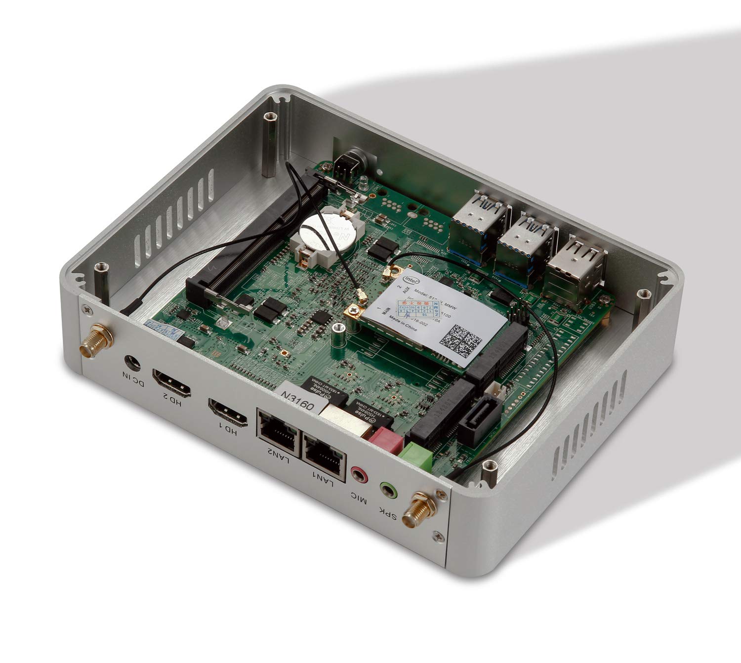 KINGDEL Mini Computer, Fanless Nettop with Celeron N3150/J3160/J4125 Quad Core 2.08GHz CPU, 4GB RAM 256GB SSD, 2*LAN, 2*HD, 4*USB 3.0