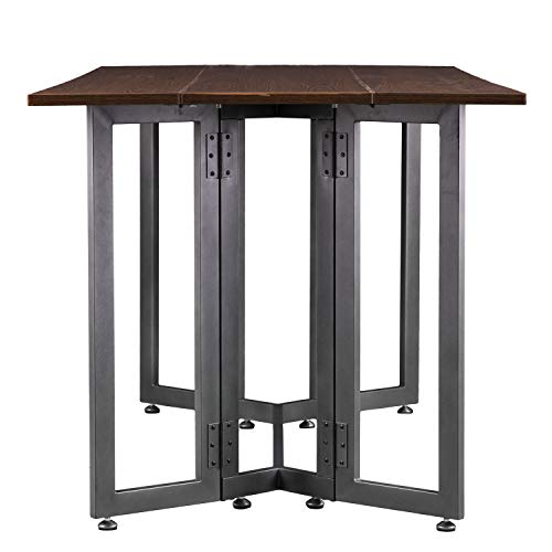 SEI Furniture Driness Drop Leaf Console to Dining Convertible Table, Dark Tobacco, Gunmetal Gray