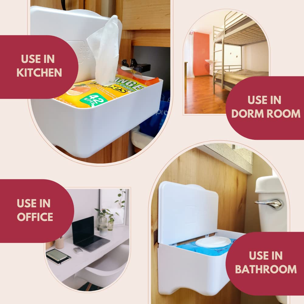 Storage Theory Bathroom Wipes Holder Dispenser with Shelf β Restroom Organizer & Toilet Wipe Holder for Bathroom Must Haves β Tool Free Wall Mounted Storage Baby Wipe Container White β 1 Pack