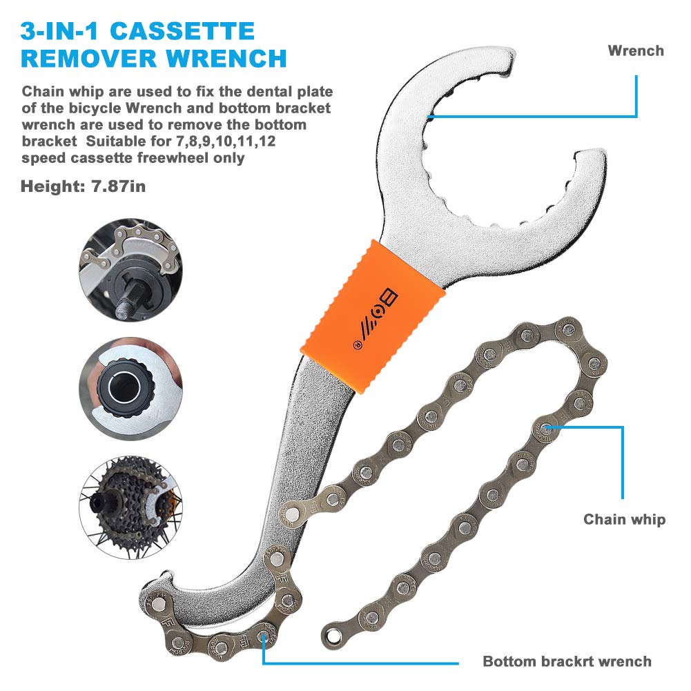 ACETOP Bike Tool kit, Including Bicycle Crank Removal Tool + 3 in 1 Bike Cassette Removal Tool + Bottom Bracket Remover + Rotor Lockring Removal Tool + Bike Pedal Wrench, Practical Repair Tool