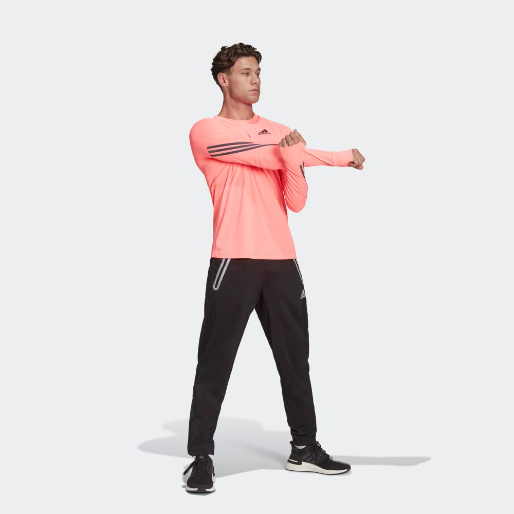 adidas Men's Run Icon Full Reflective 3-Stripes Long Sleeve, Black, X-Large