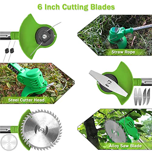 Cordless Electric Weed Wacker 36V Grass Trimmer,Weed Eater Cordless String Trimmer Battery-Powered,Electric Brush Cutter with 2 Battery and Charger
