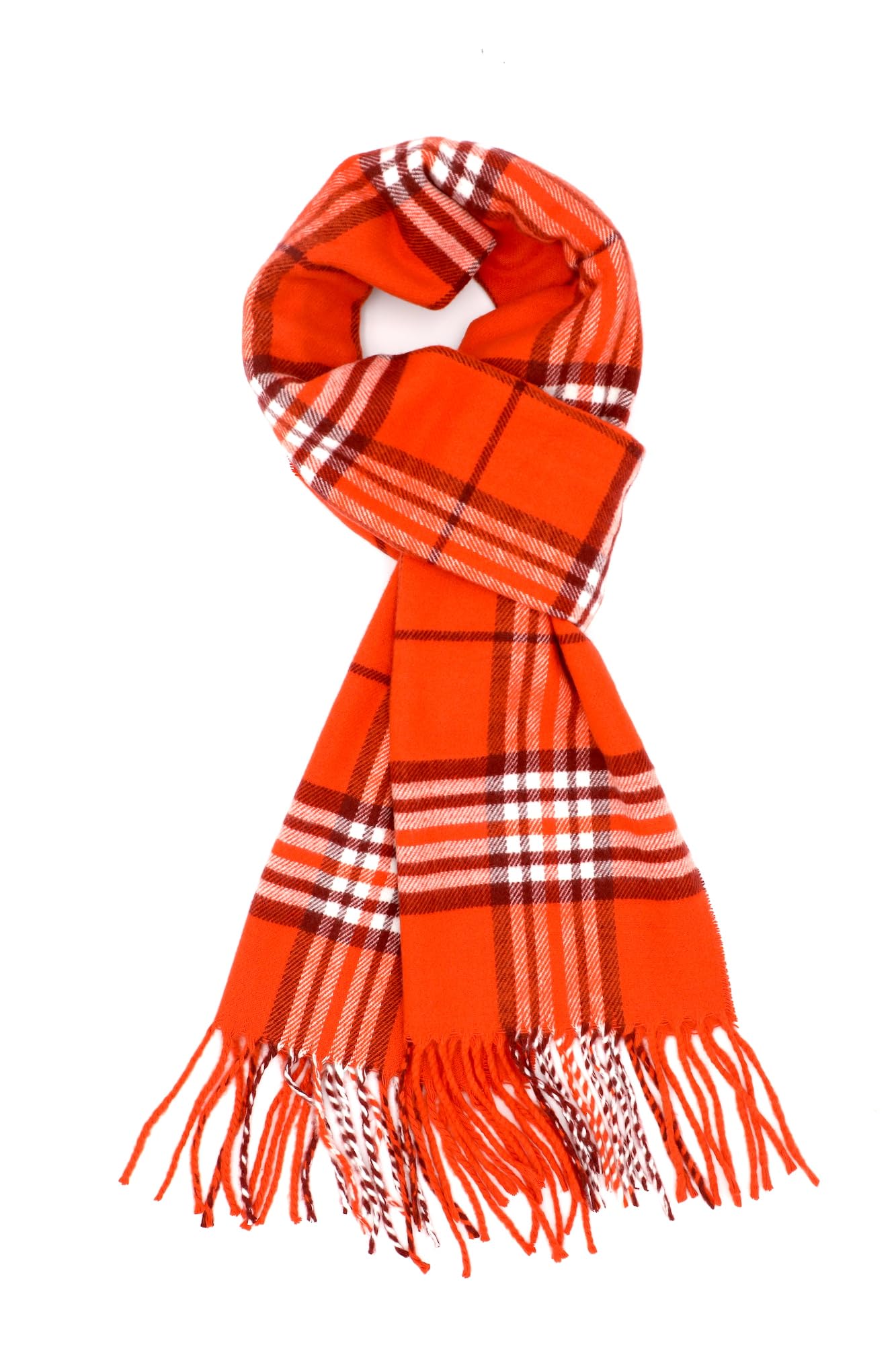 Achillea Scottish Tartan Plaid Cashmere Feel Winter Warm Scarf Unisex (Orange Plaid)