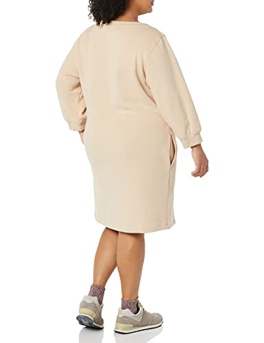 Amazon Essentials Women's Relaxed Fit French Terry Blouson Sleeve Crewneck Sweatshirt Dress (Available in Plus Size), Beige, 4X