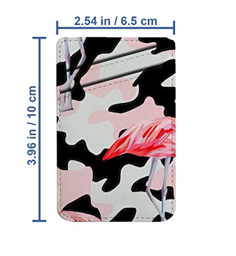 Diascia Pack of 2 - Cellphone Stick on Leather Cardholder ( Beautiful Pink Flamingo Print Pattern Pattern ) ID Credit Card Pouch Wallet Pocket Sleeve