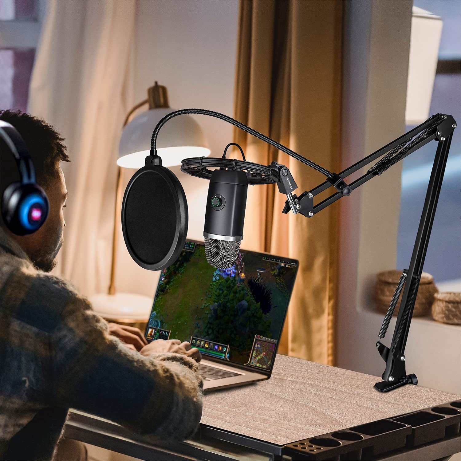 Microphone Shock Mount,Latest Advanced Vibration Blocking,Light Weight Noise Repelling Shock Mount for Blue Yeti,Yeti Pro Original Snowball & USB Pro-universal Mic Shock Mount